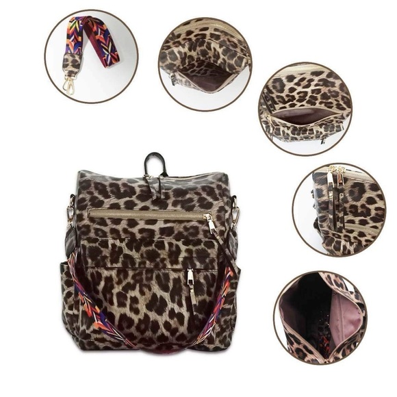 Bags | Leopard Print Womens Backpack | Poshmark